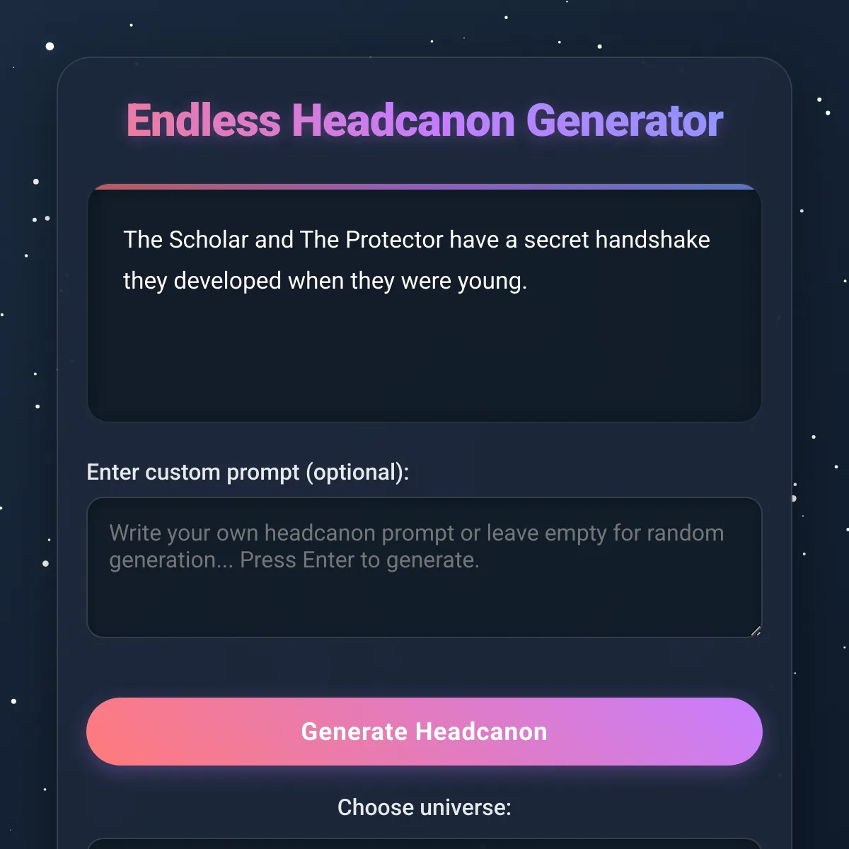 Endless Headcanon Generator
