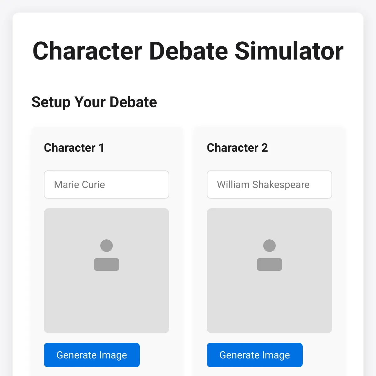Character Debate Simulator