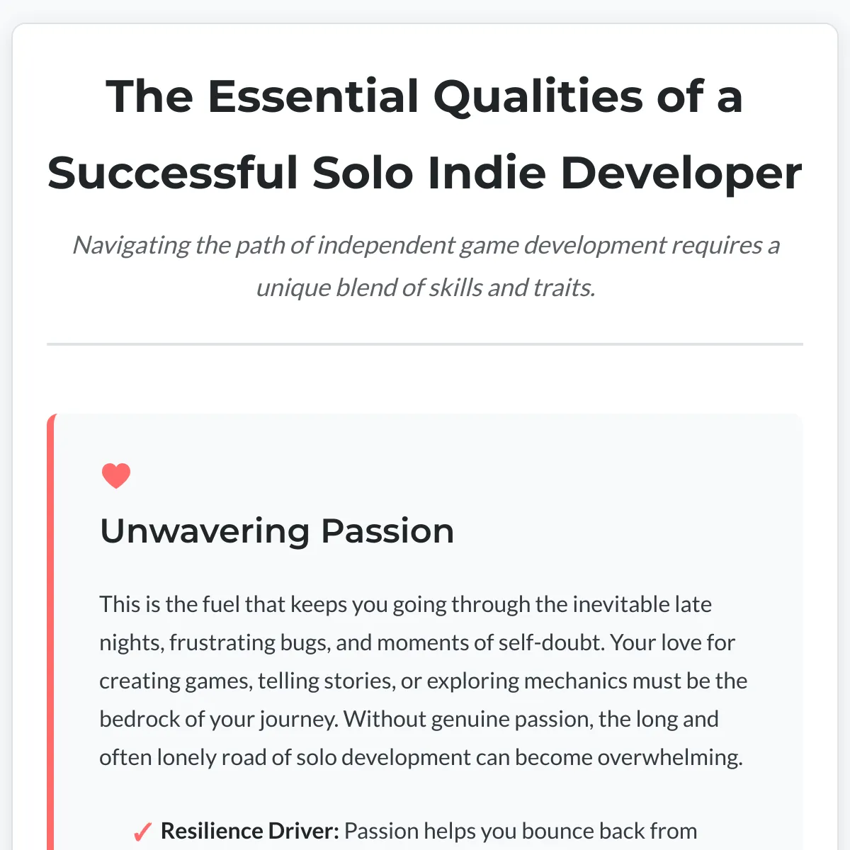 The Solo Indie Indie Dev Journey