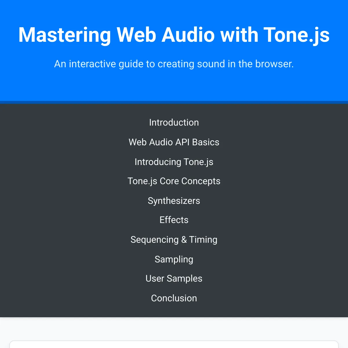 Mastering Web Audio with Tone.js