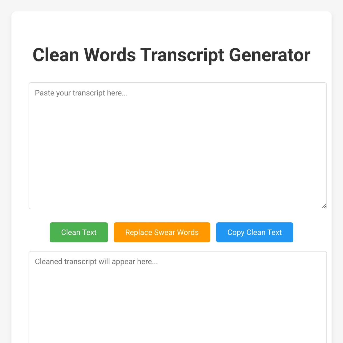 Clean Words Transcript Generator