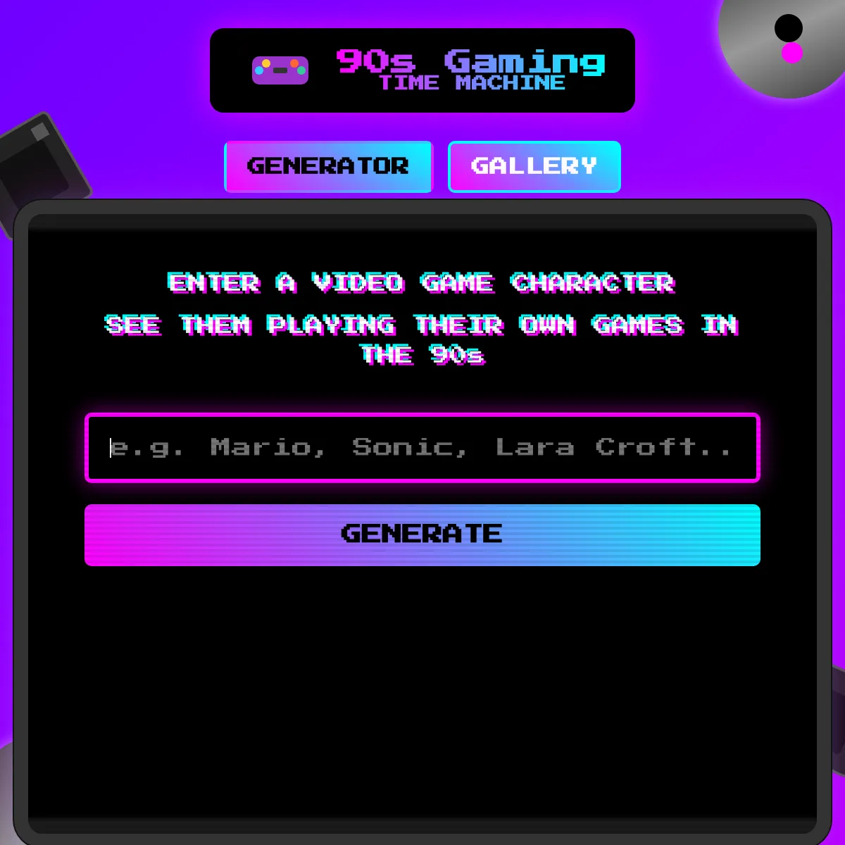 90s Game Character Generator