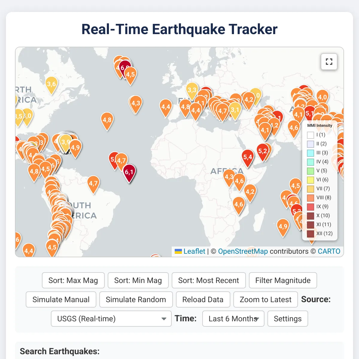 Real-Time Earthquake Tracker