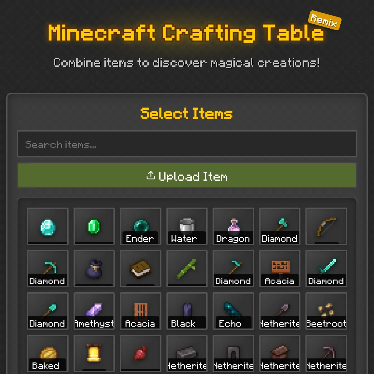 Minecraft Crafting Table Remix