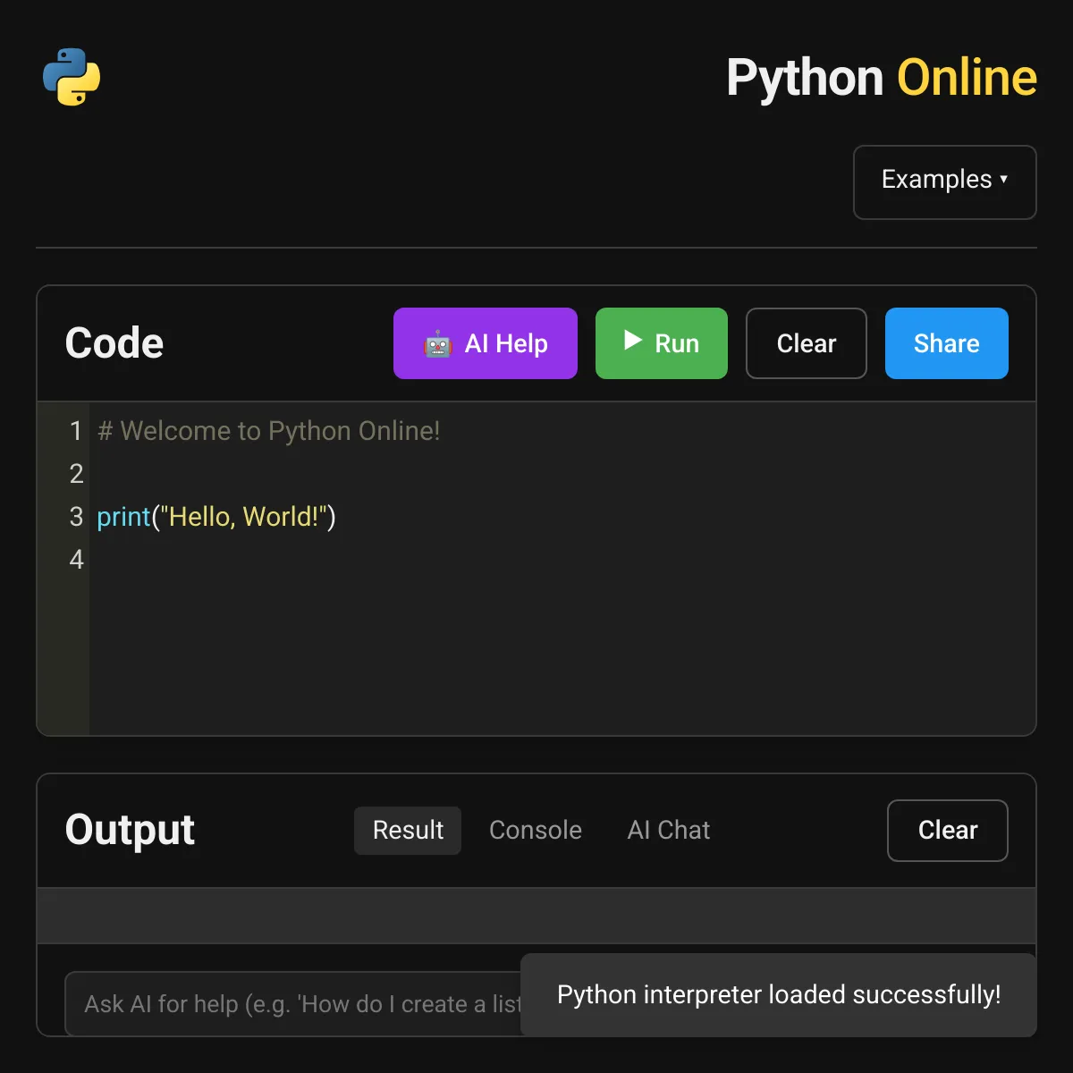 Python Online Interpreter