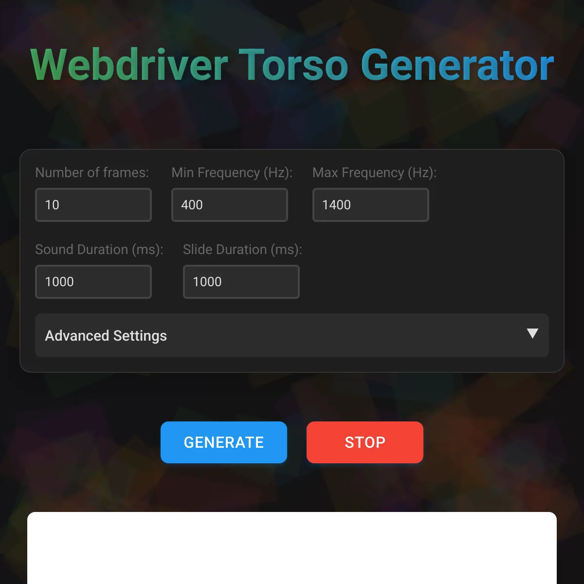 Webdriver Torso Video generator