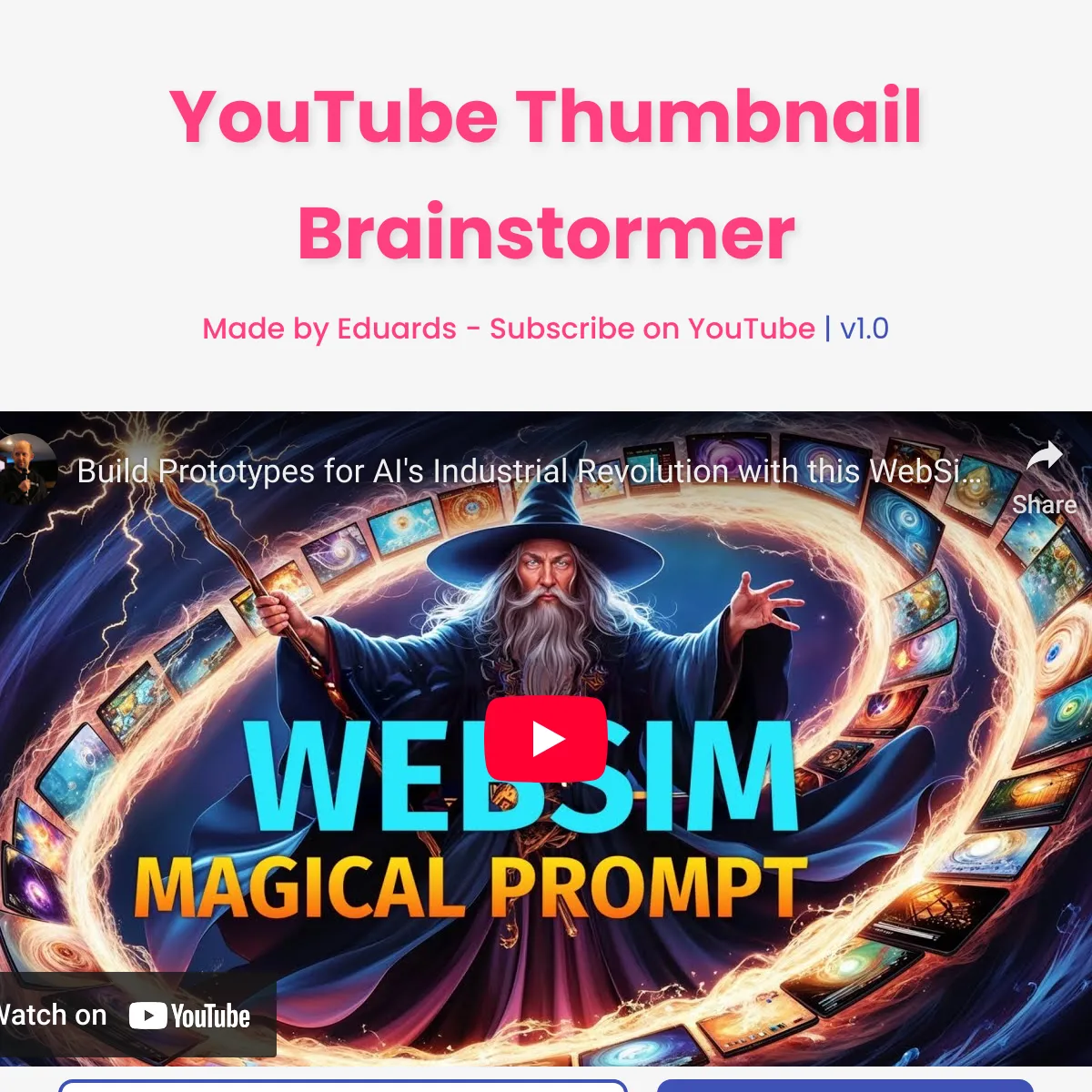 YouTube Thumbnail Brainstormer