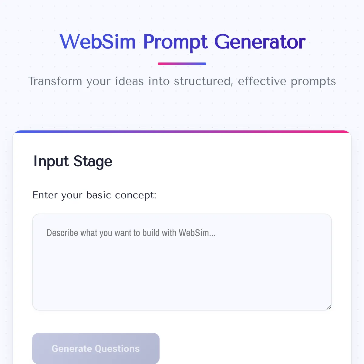 WebSim Prompt Generator