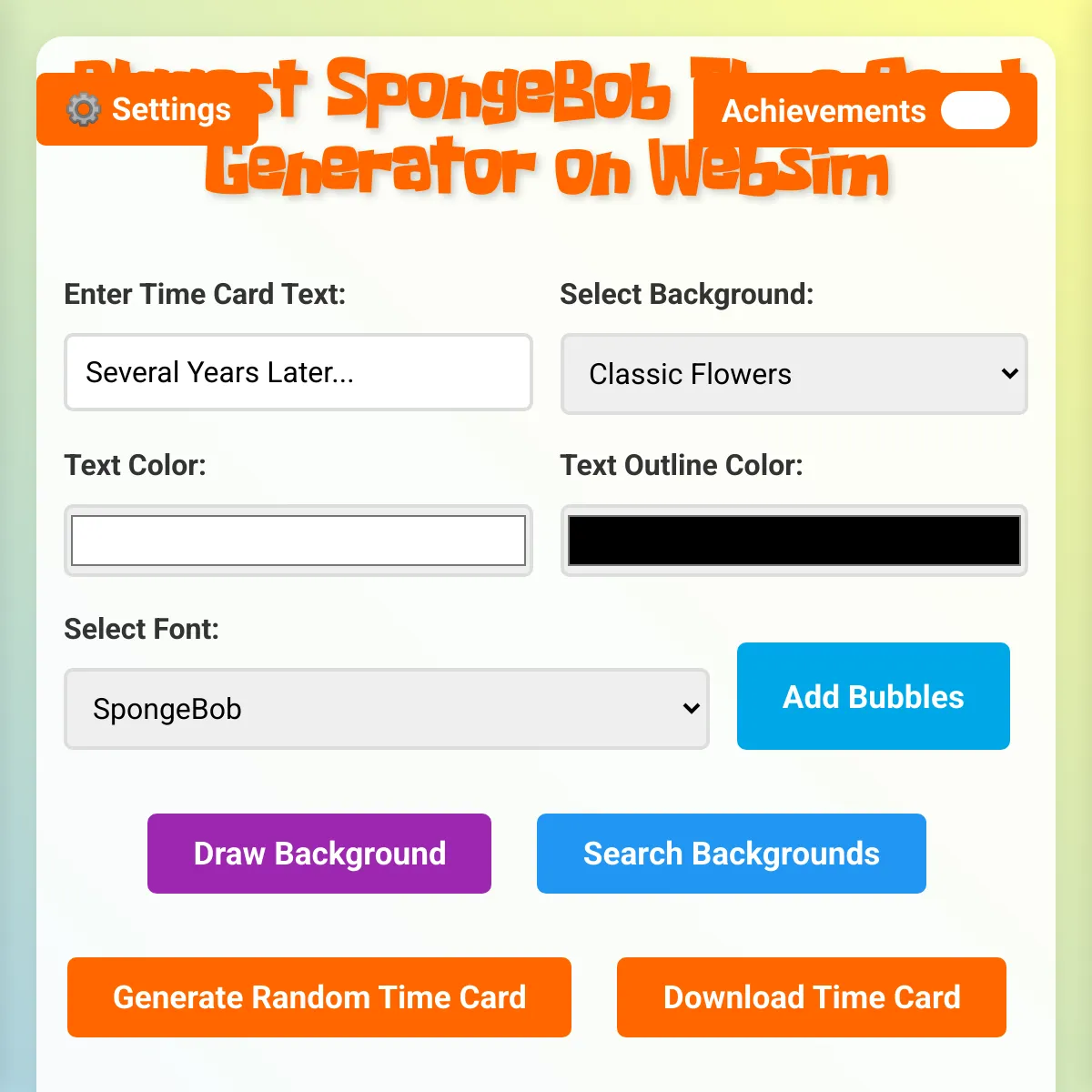 SpongeBob Time Card Generator