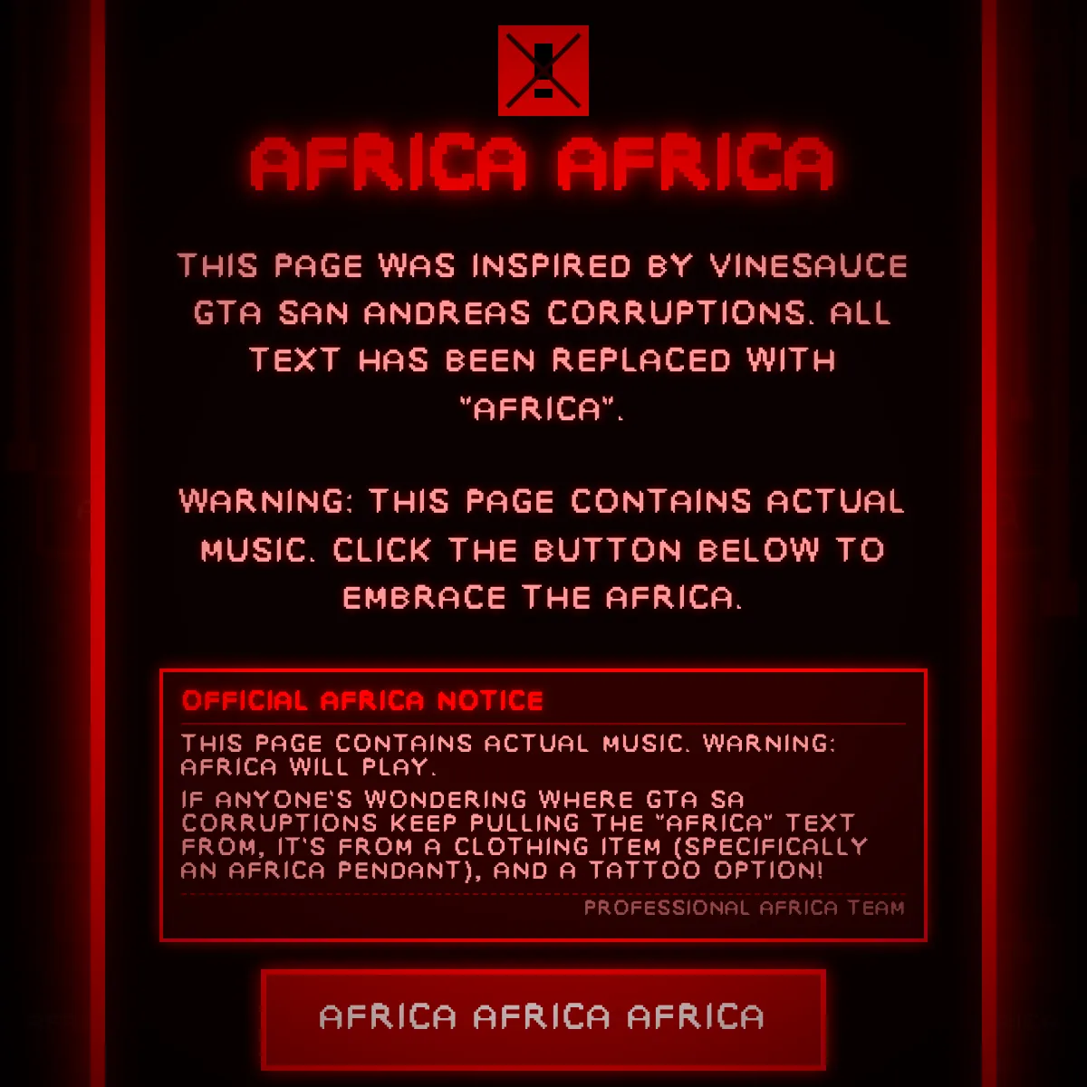Evil Google: Africa Edition - All text replaced with "Africa"