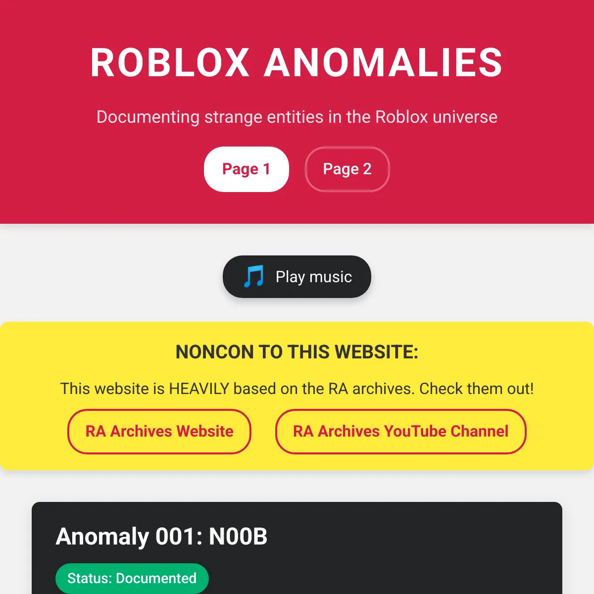 Roblox anomalies