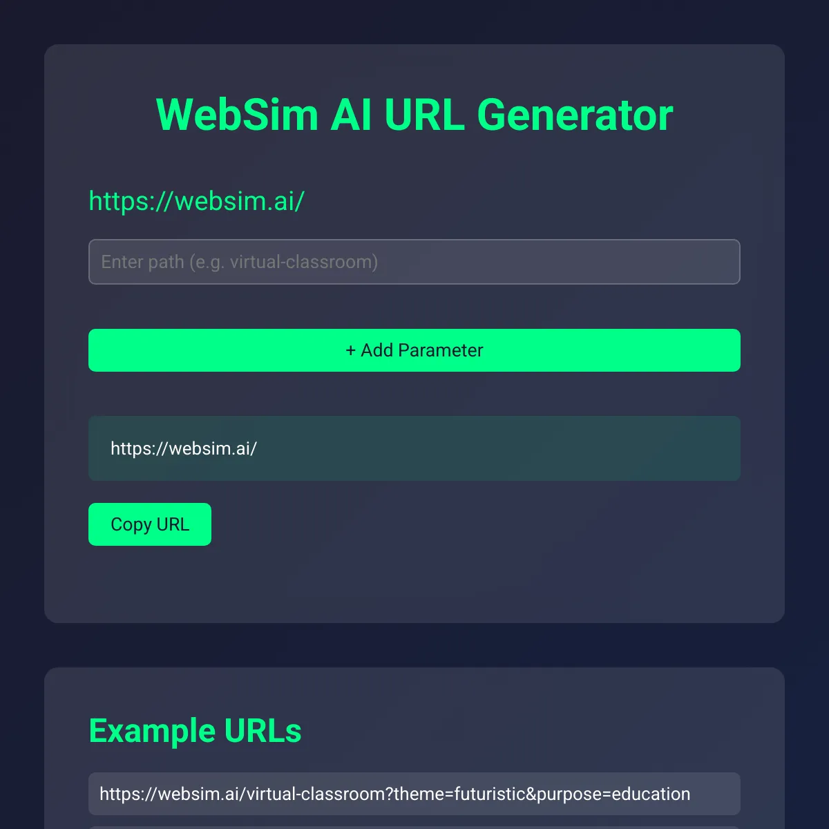 WebSim AI URL Generator