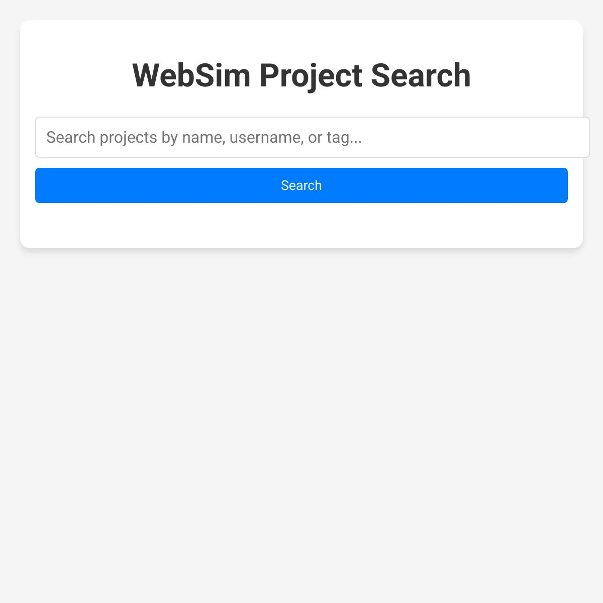WebSim Project Search