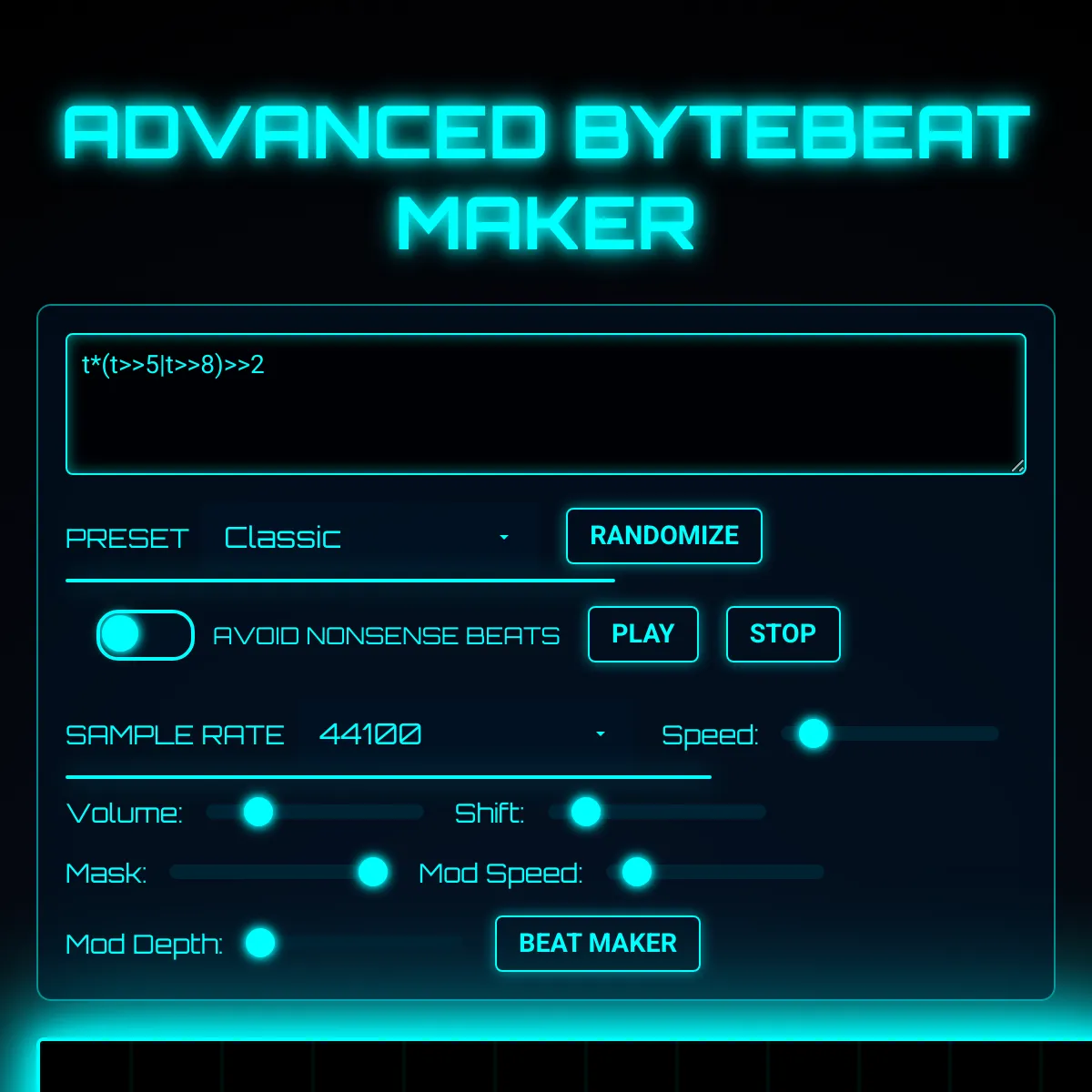 Advanced Bytebeat Maker