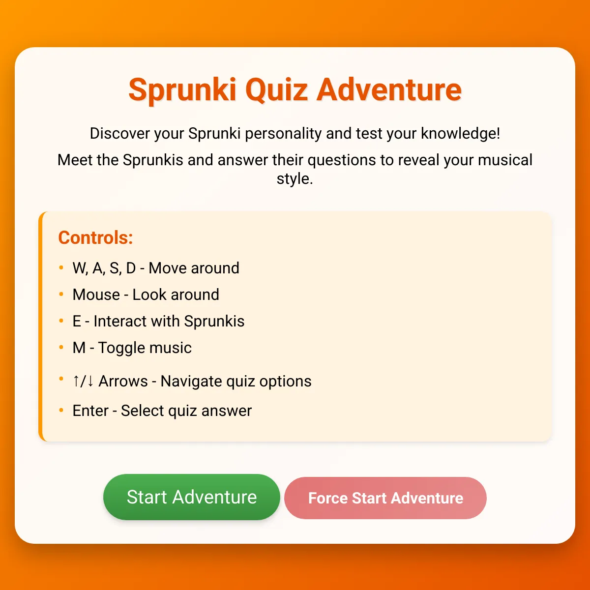 Sprunki Quiz Adventure