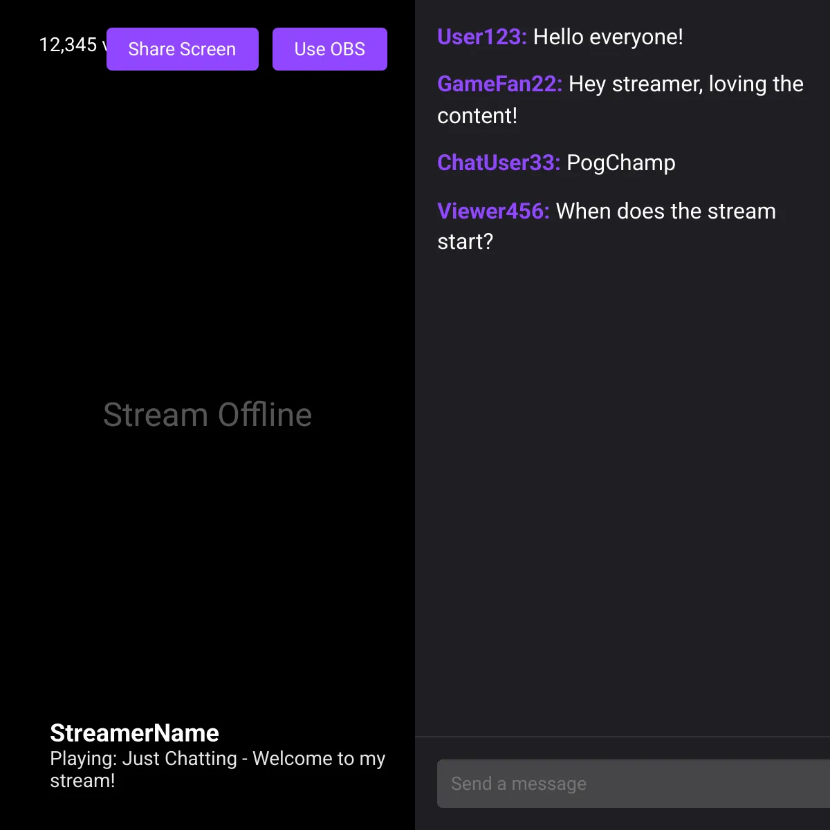 Twitch-like Streaming UI