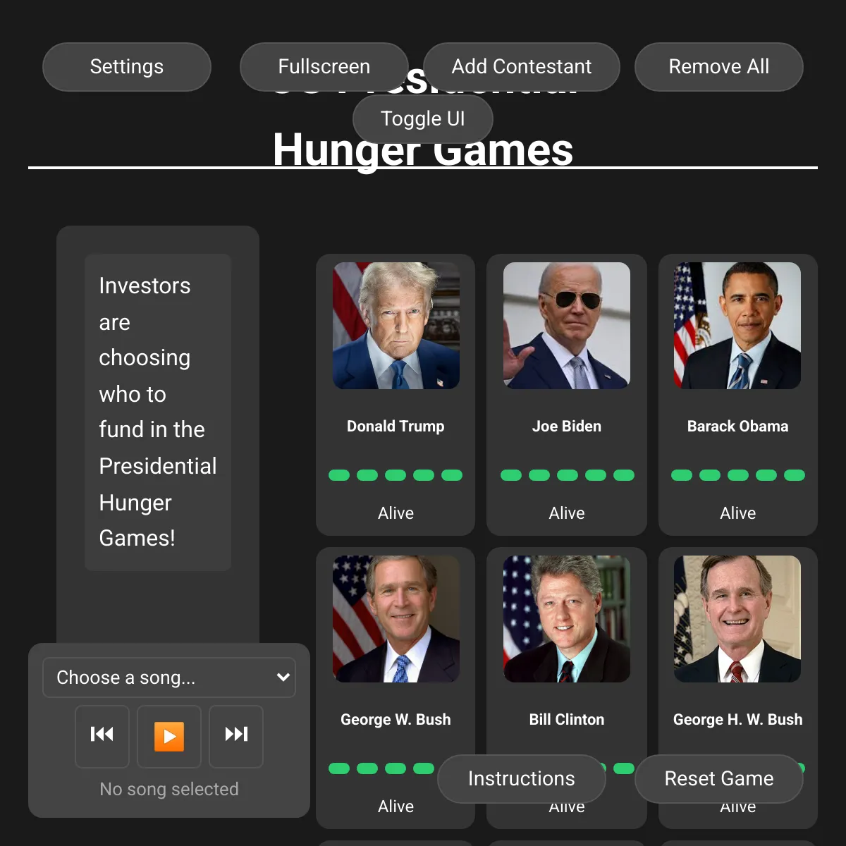 Enhanced Presidential Hunger Games Simulator