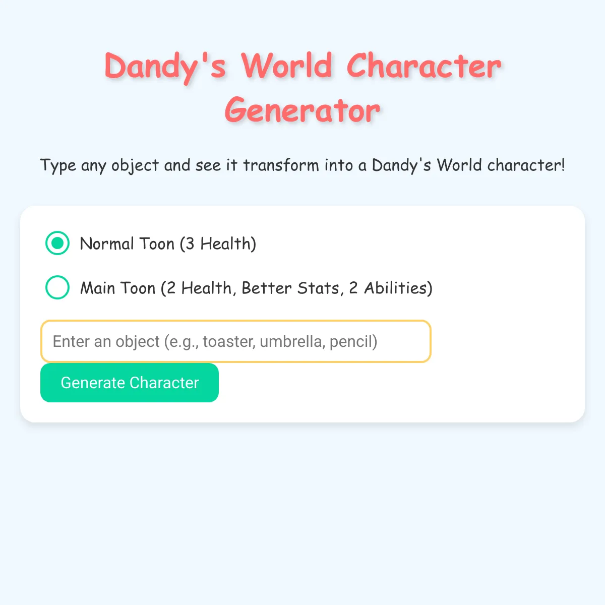 Dandy's World Character Generator