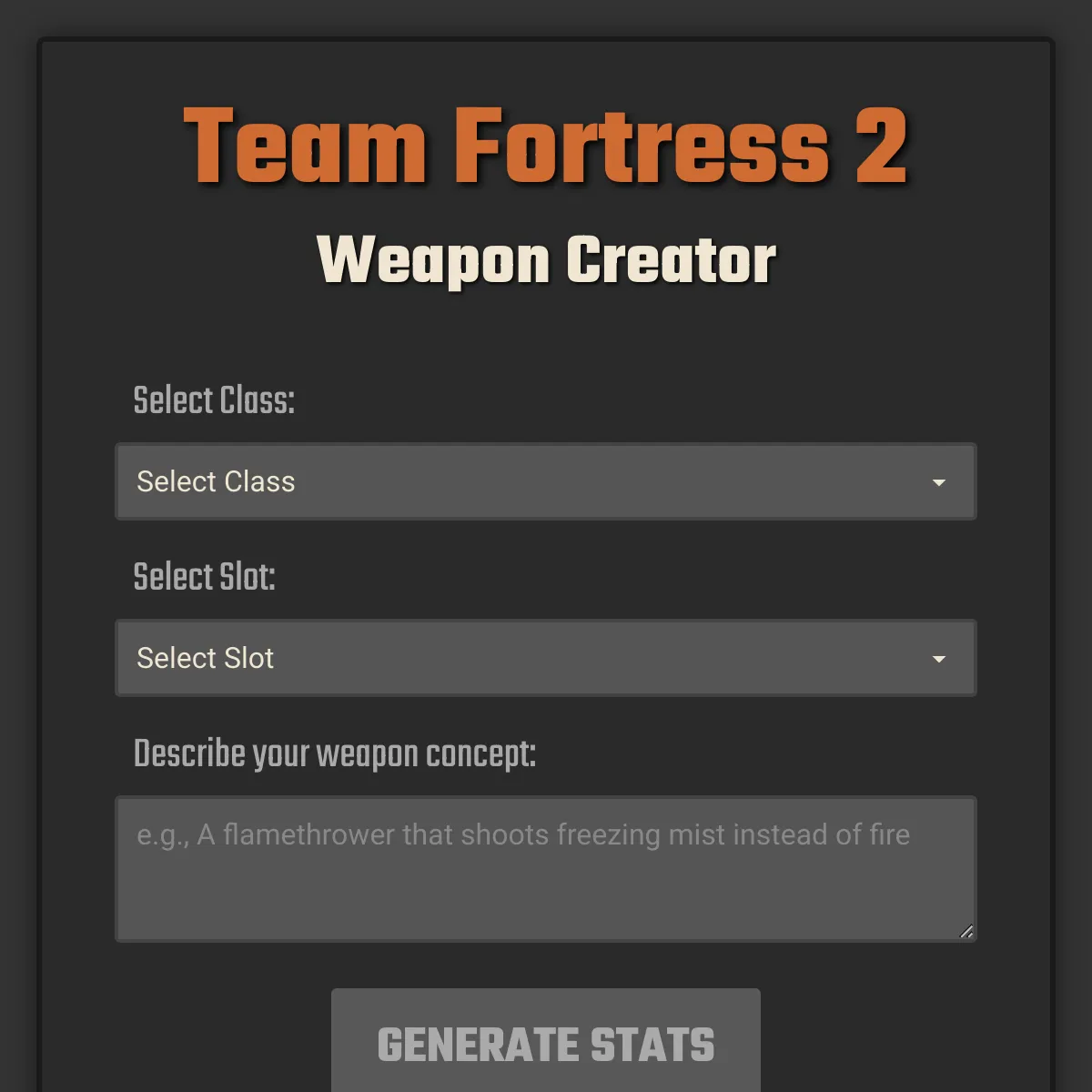Team Fortress 2 Weapon Creator