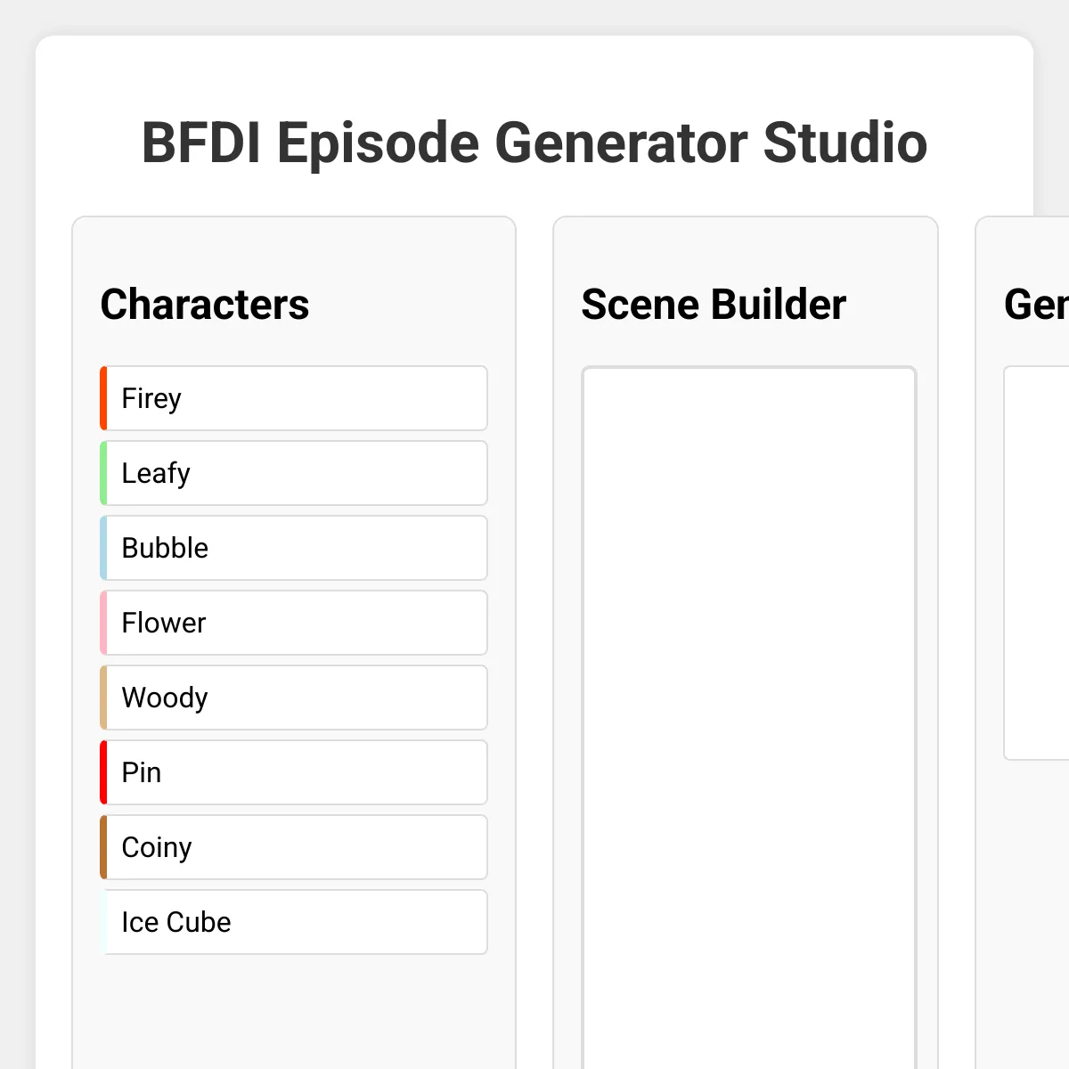 BFDI Episode Generator Studio