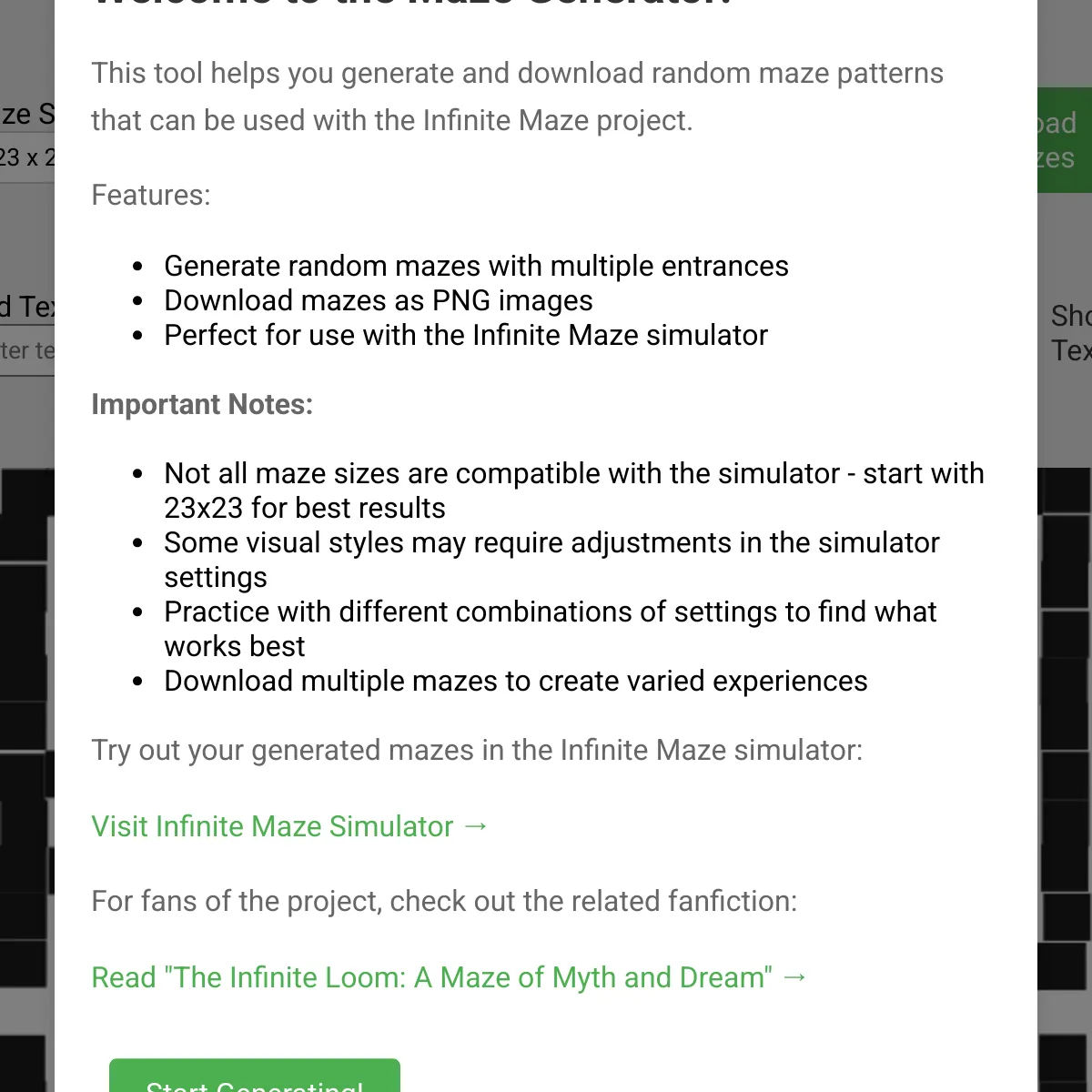 Infinite Maze Labyrinth Generator