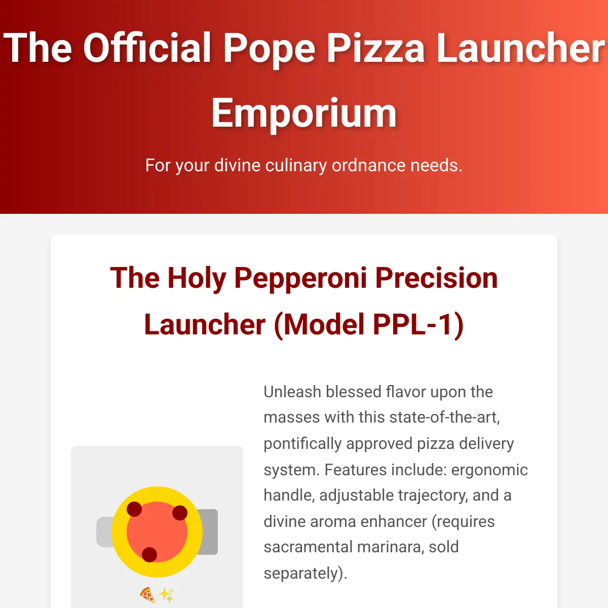 The Official Pope Pizza Launcher Emporium