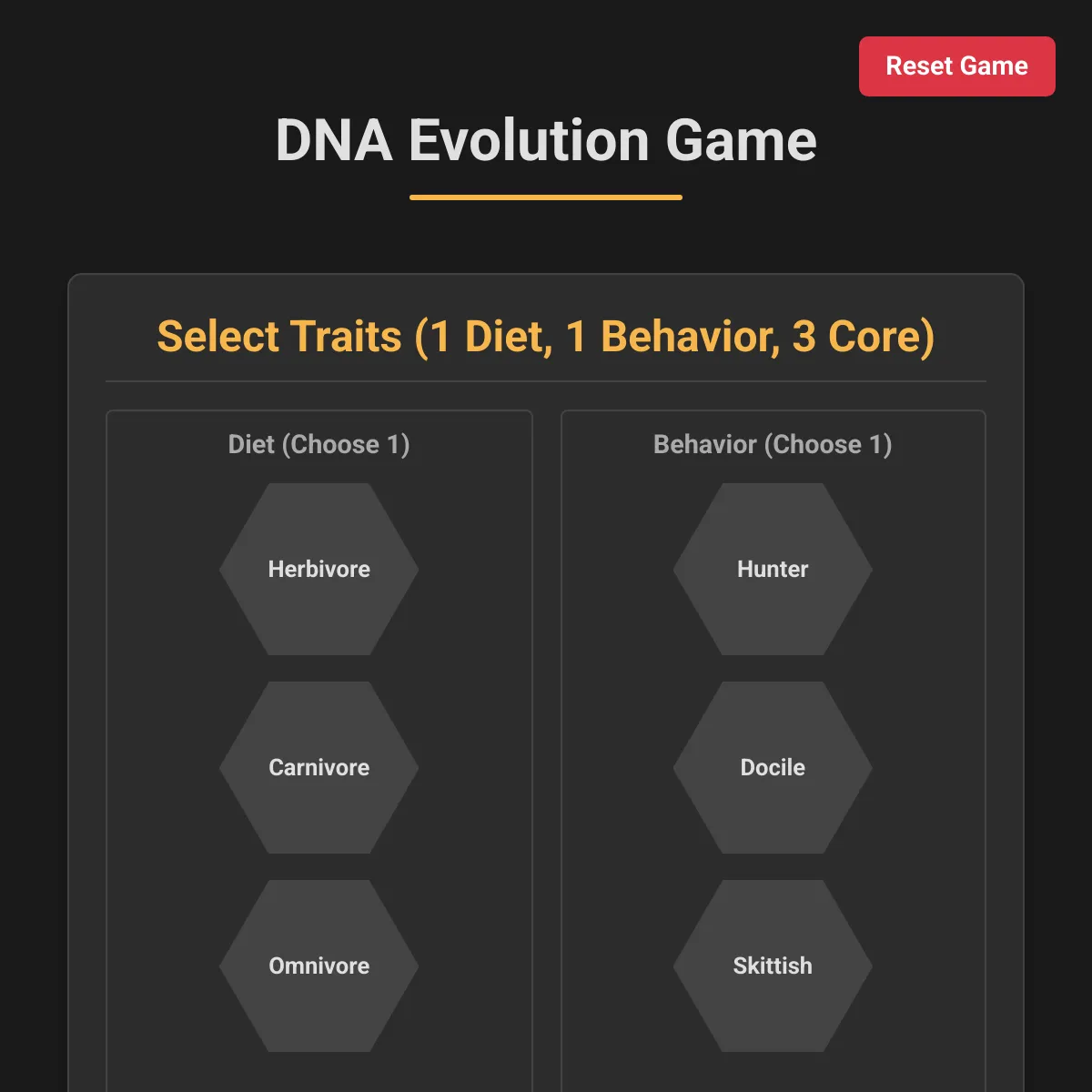 DNA Evolution Game