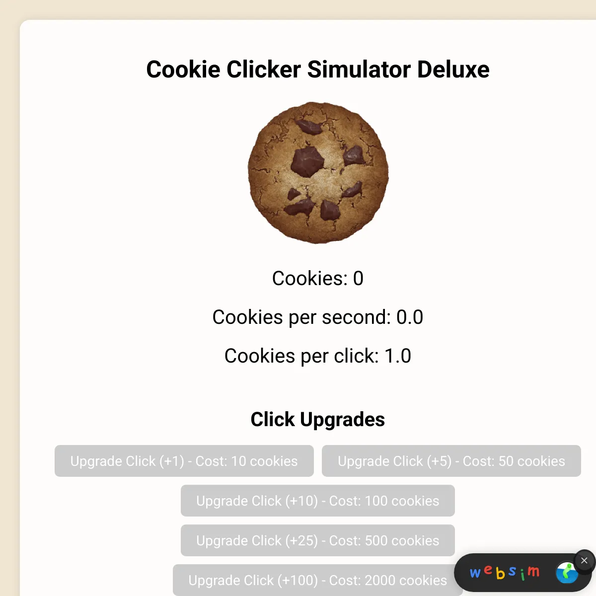 Cookie Clicker Simulator Deluxe