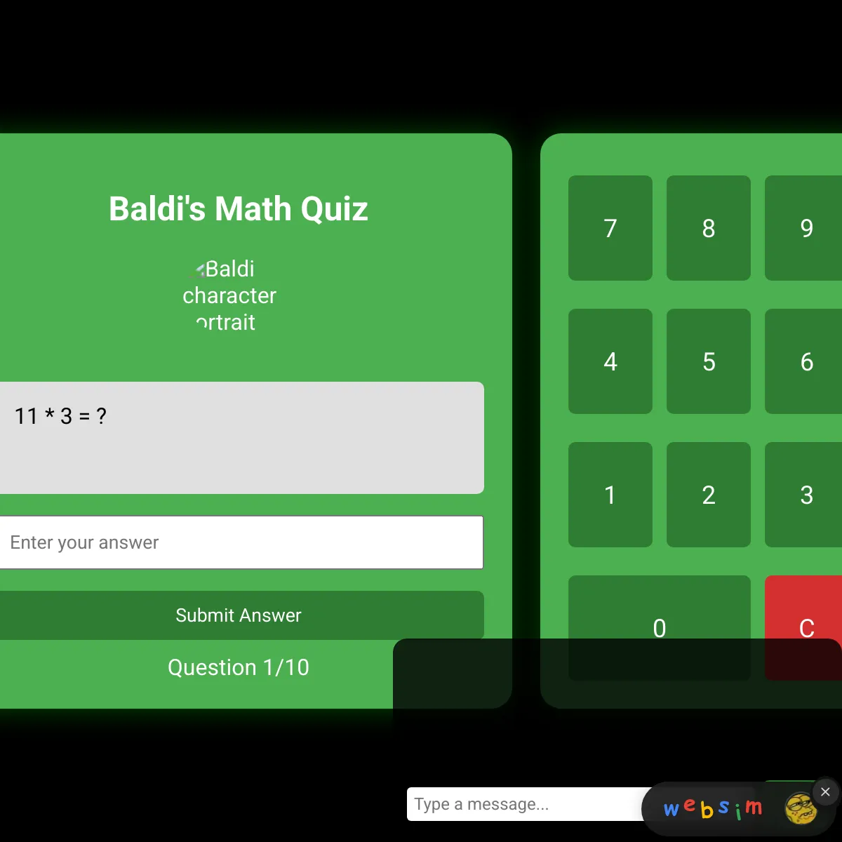 Baldi's Math Quiz