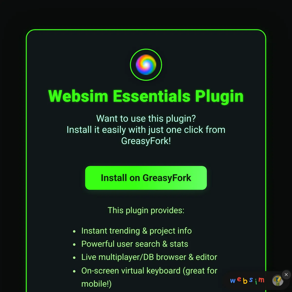 Websim Essentials Plugin [I ADDED PLUGINS BACK TO WEBSIM]