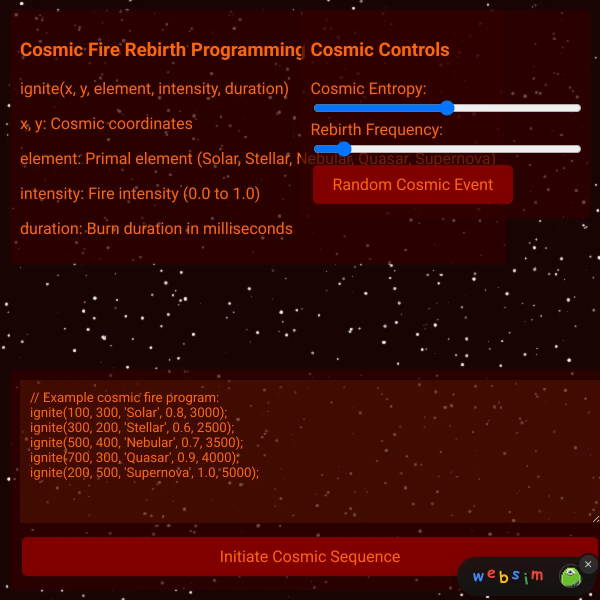 Phoenix - Cosmic Fire Rebirth Simulator
