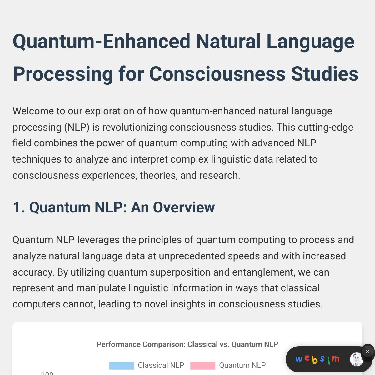 Quantum-Enhanced Natural Language Processing for Consciousness Studies