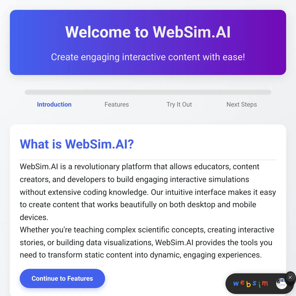 Introduction to WebSim.AI