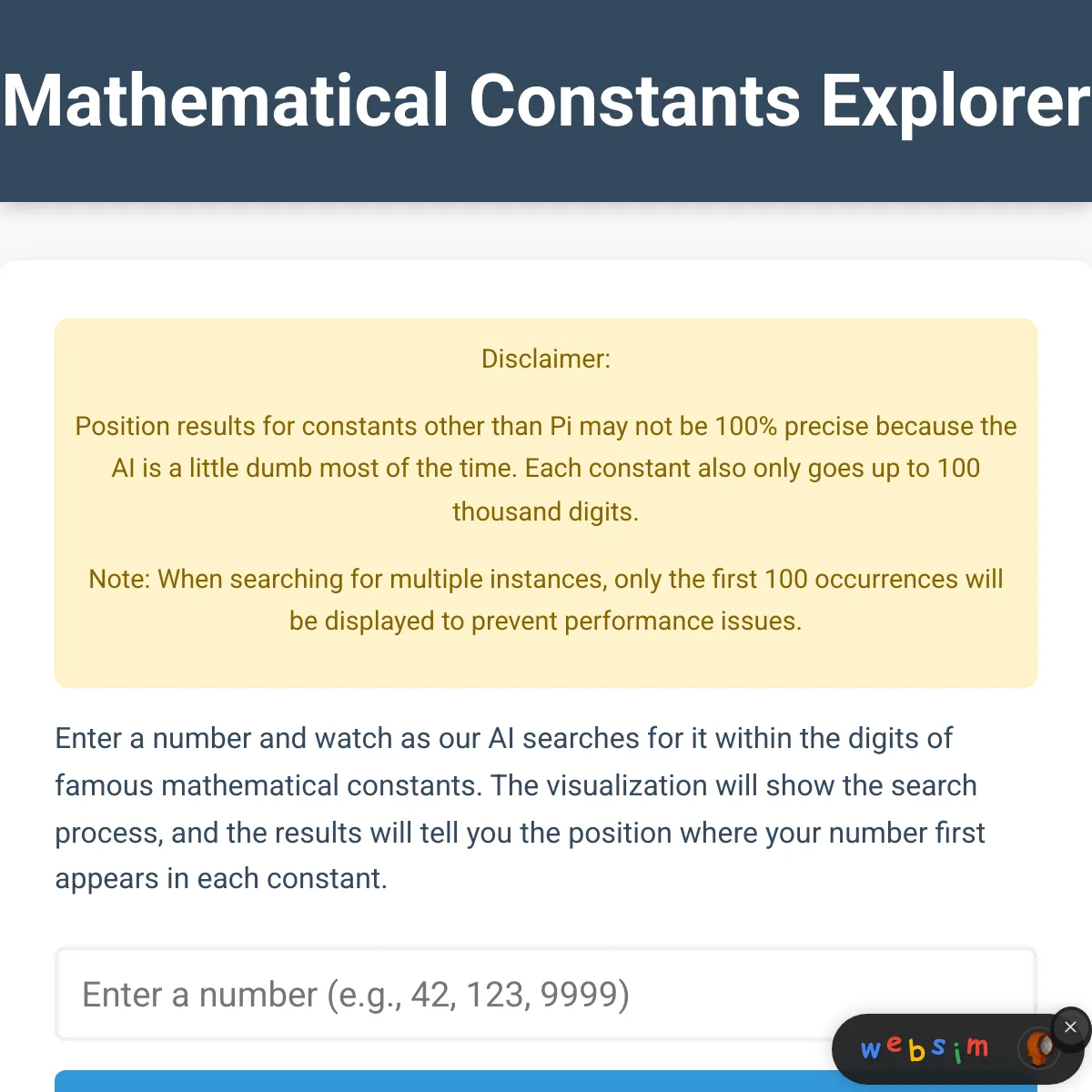 Mathematical Constants Explorer