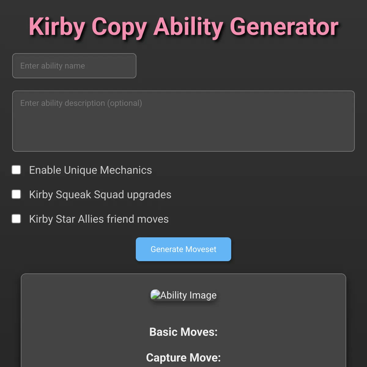 Kirby Copy Ability Generator