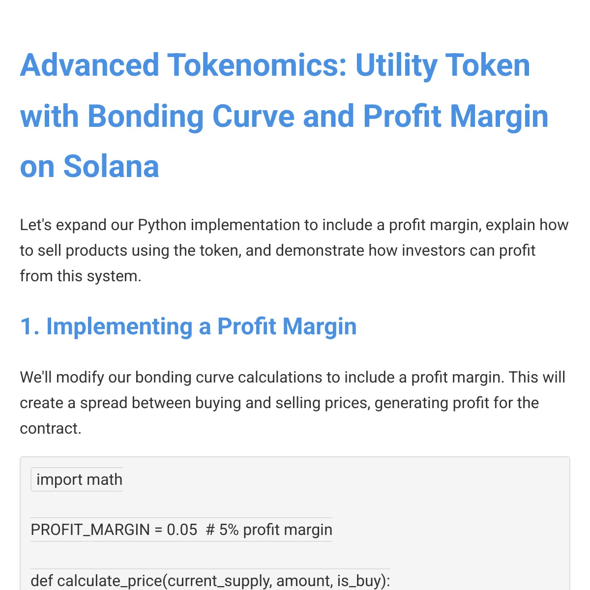 Advanced Tokenomics: Utility Token with Bonding Curve and Profit Margin ...