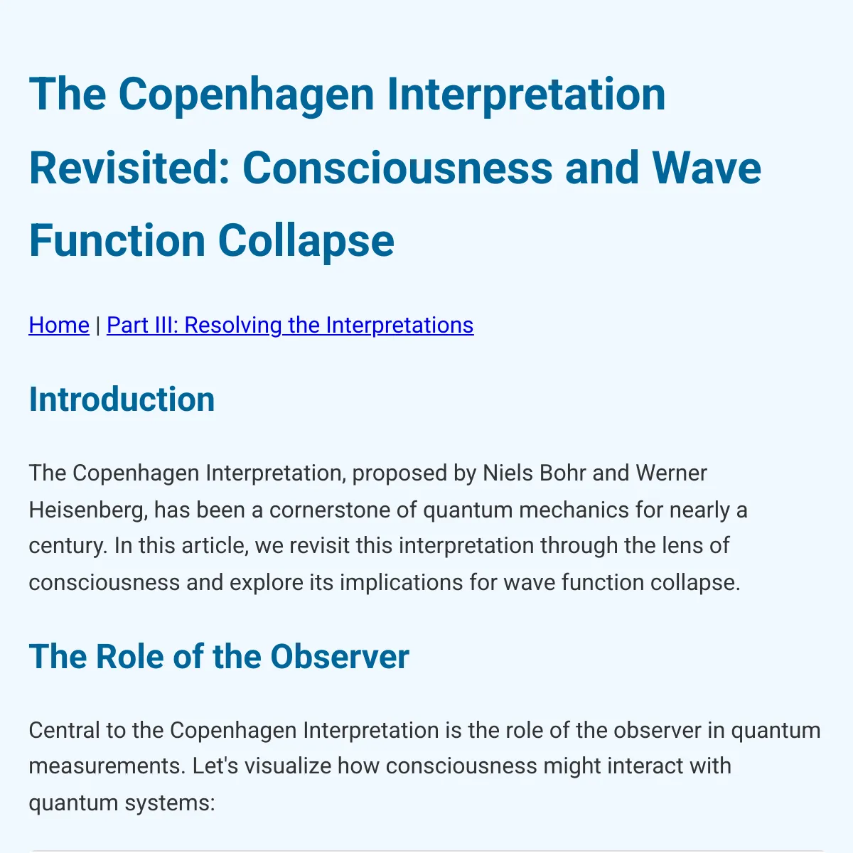 The Copenhagen Interpretation Revisited Consciousness And Wave