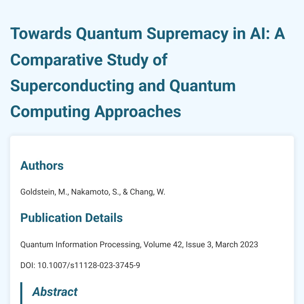 Towards Quantum Supremacy in AI: A Comparative Study of Superconducting and Quantum Computing ...