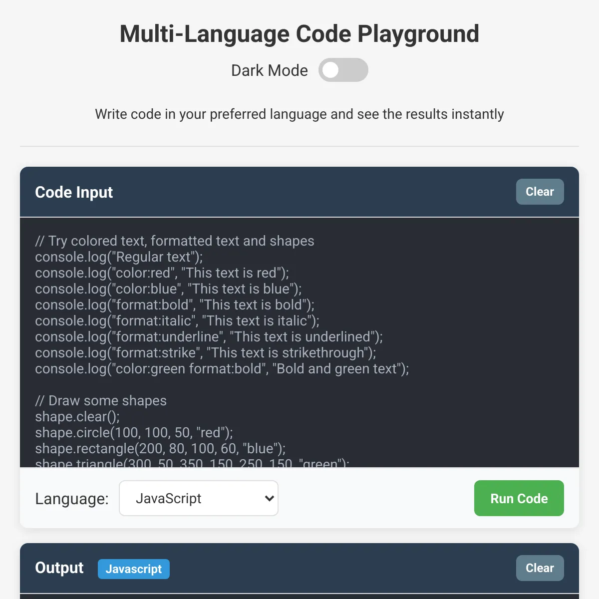 Interactive Code Playground