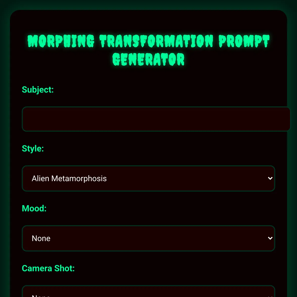 MORPHING TRANSFORMATION PROMPT GENERATOR