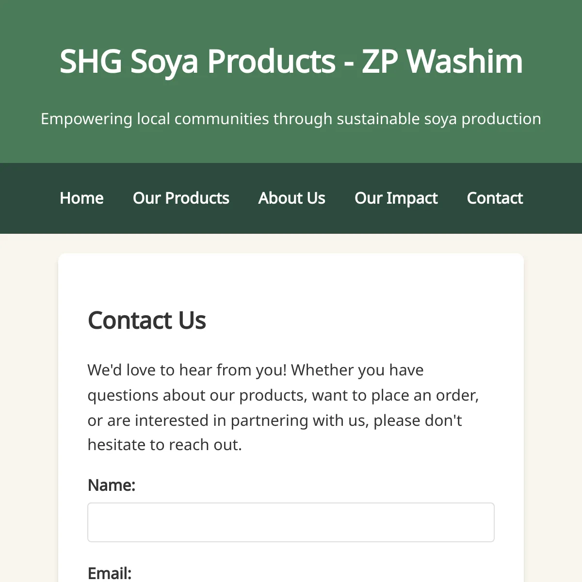 Contact Us - SHG Soya Products, ZP Washim