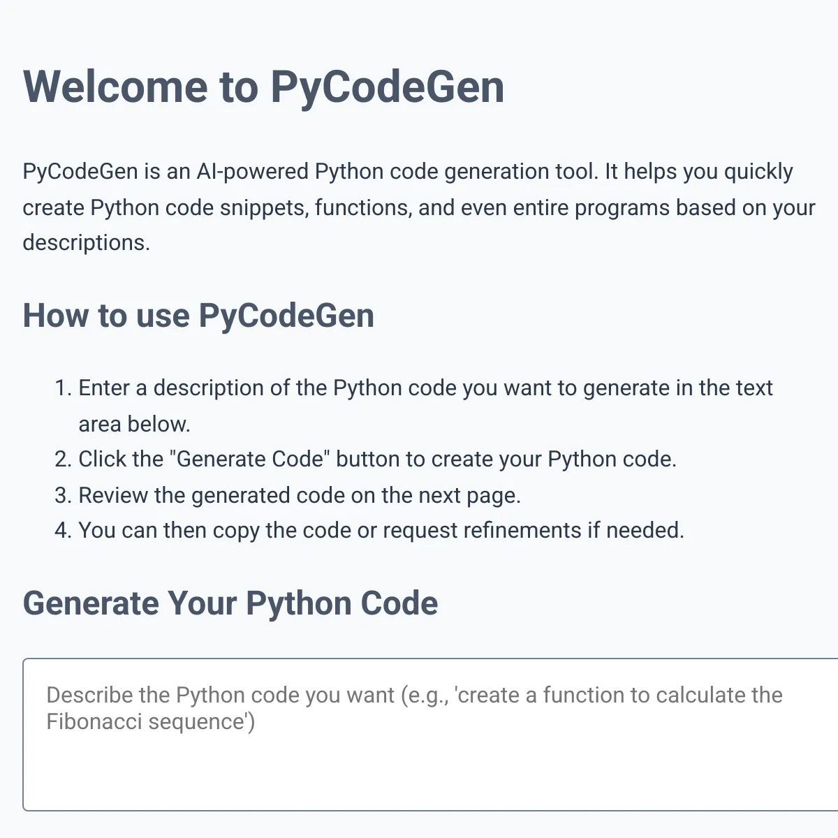 Py code generator