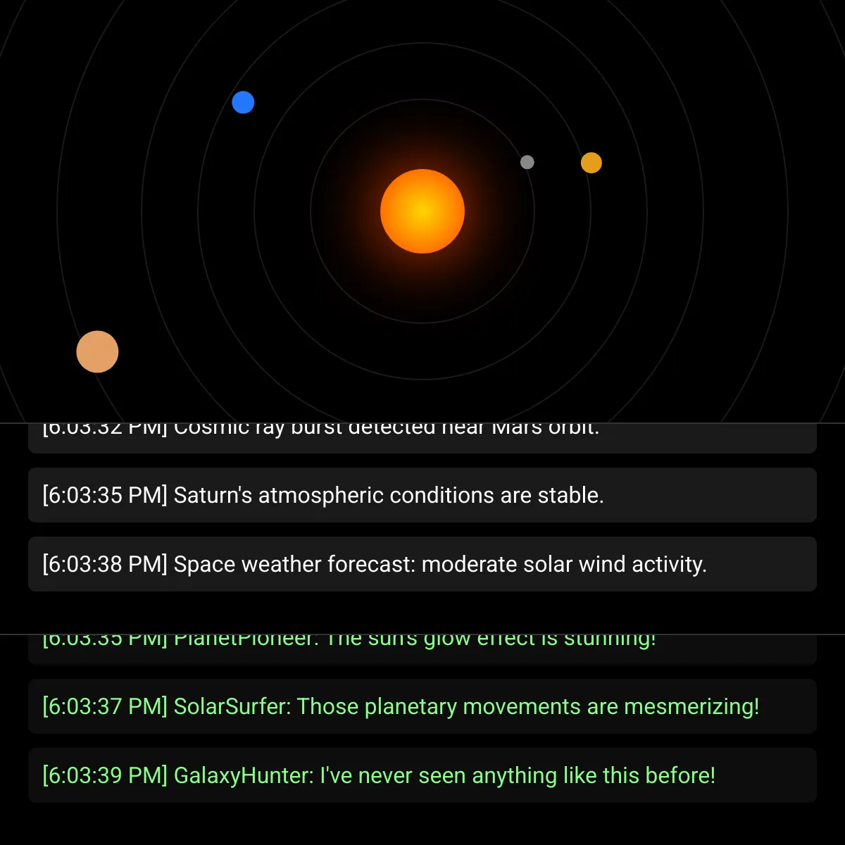 Solar System Live Chat Simulator