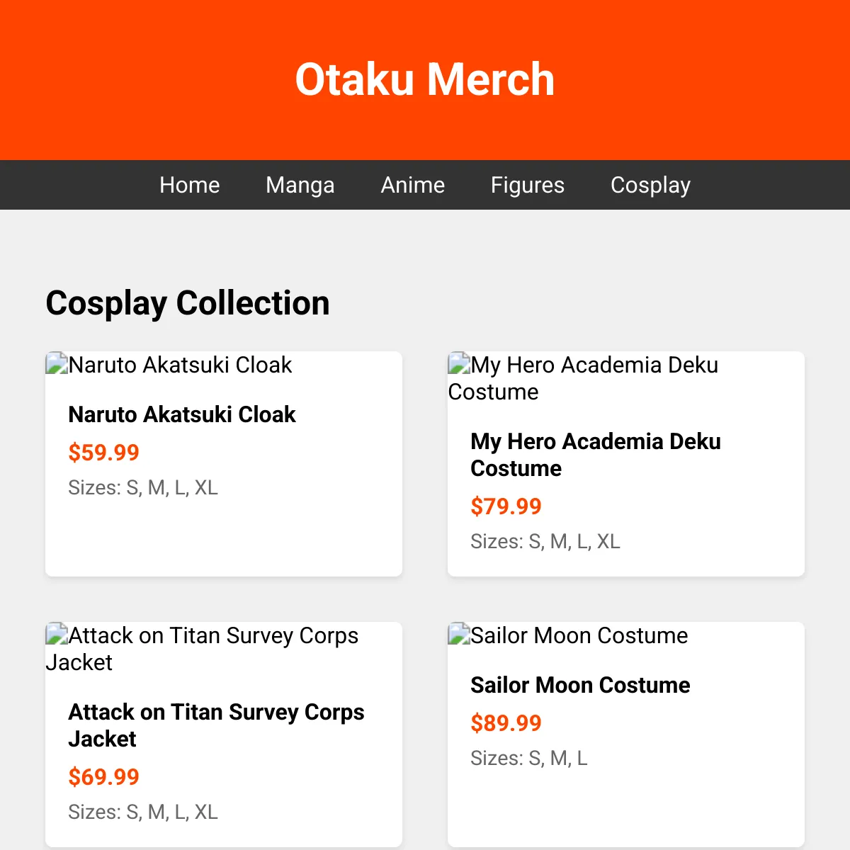 Otaku Merch - Cosplay Collection