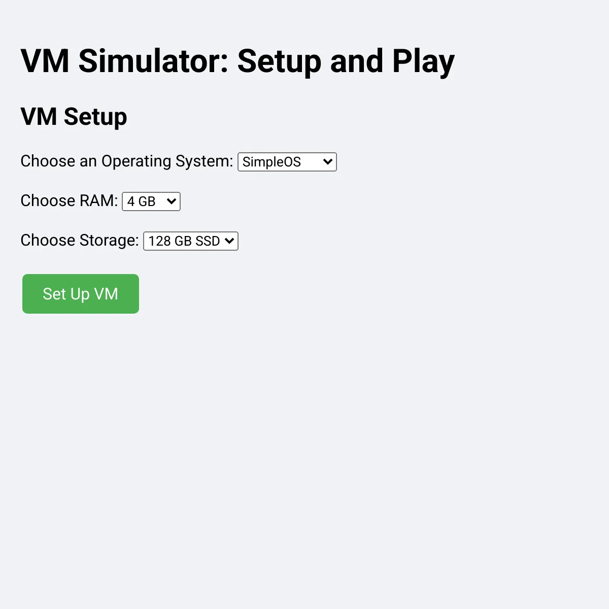 VM Simulator: Setup and Play