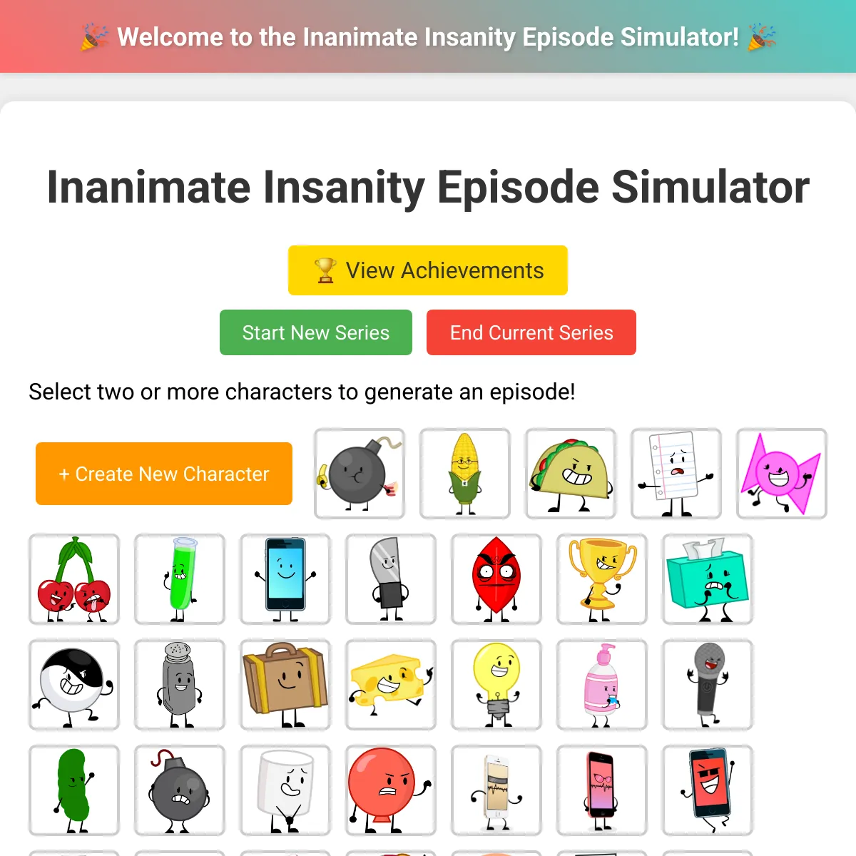 Inanimate Insanity Episode Simulator (unfinished)