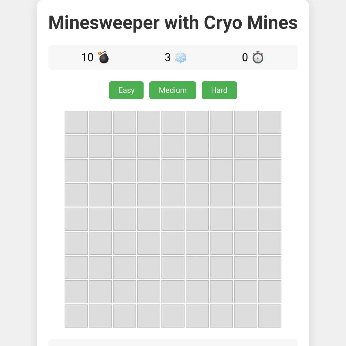 Minesweeper with Cryo Mines