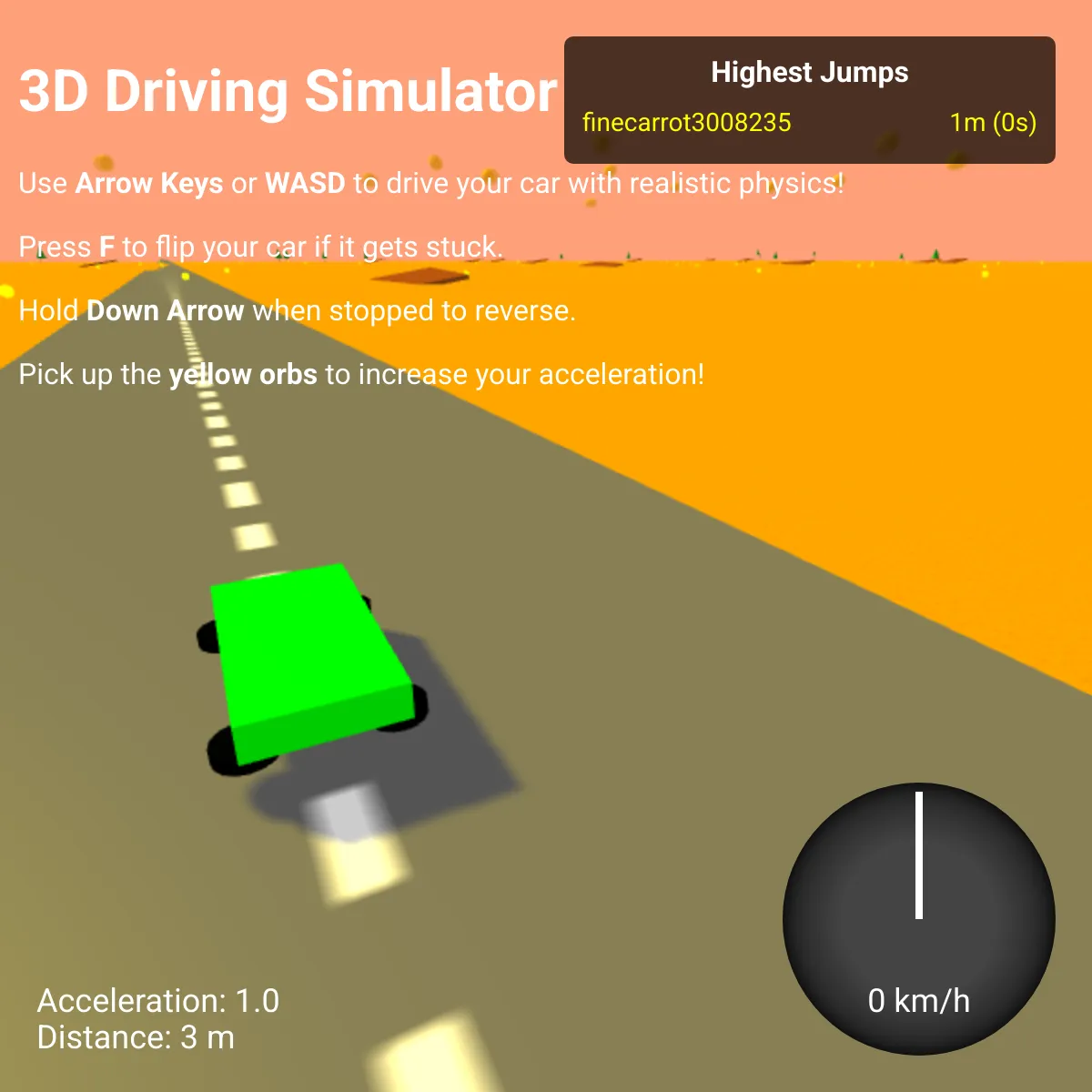 orange driving land
