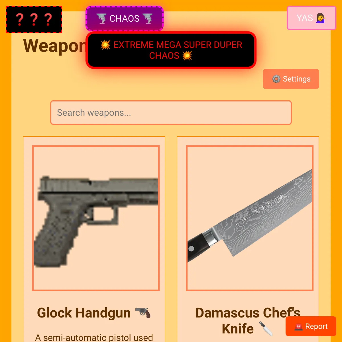 Weapon Information Database (Has Endings)