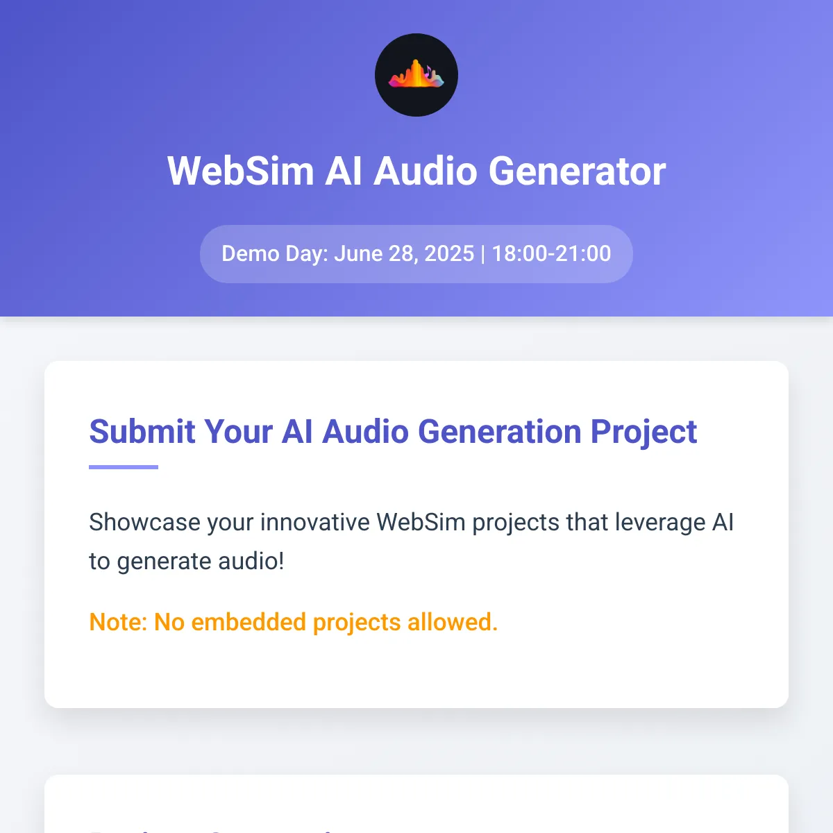 Websim ai submition for ai audio generation